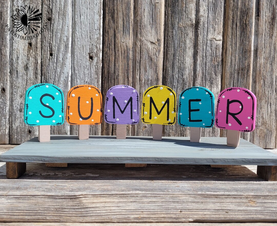 Set of 6 Wooden SUMMER Popsicles, Summer Decor, Popsicle Decor, Summer ...