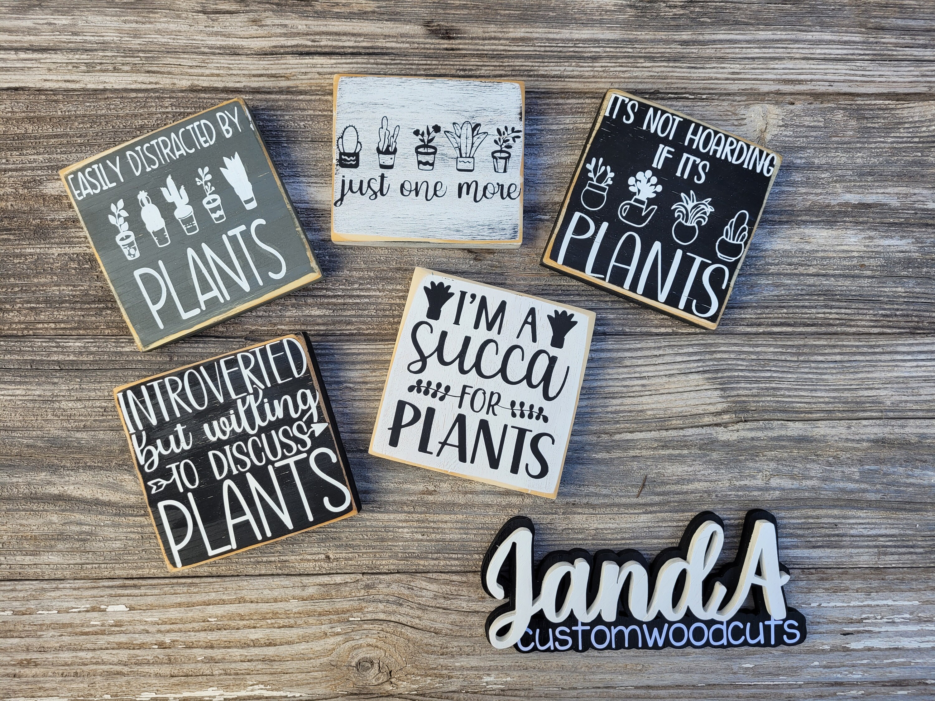 Rustic Mini Wood Plant Signs/charming Tier Tray and Shelf Decor - Etsy