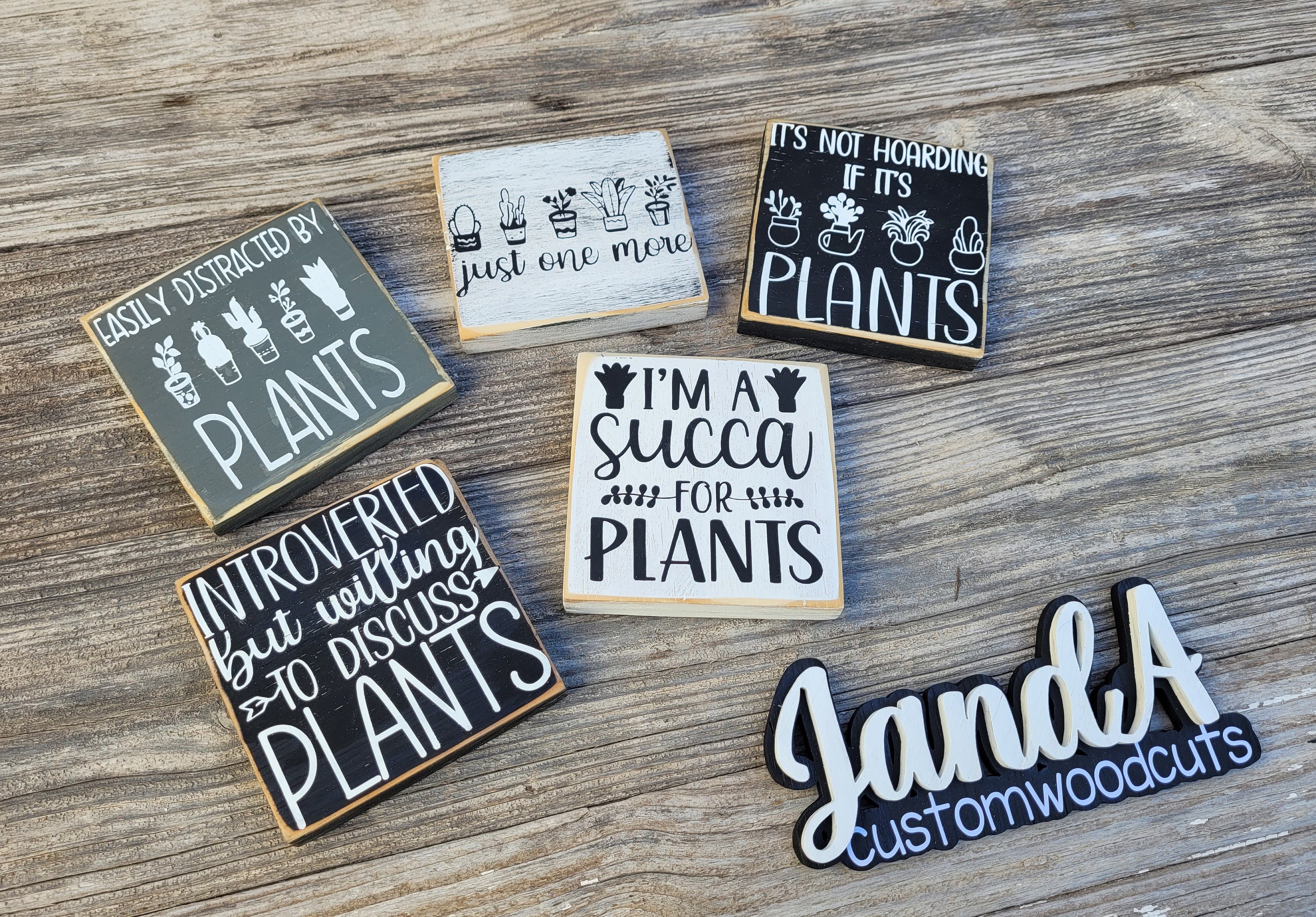 Rustic Mini Wood Plant Signs/charming Tier Tray and Shelf Decor - Etsy