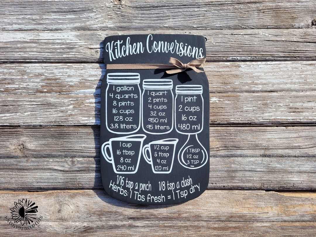 Wood Kitchen Conversion Chart, Kitchen Decor - Etsy