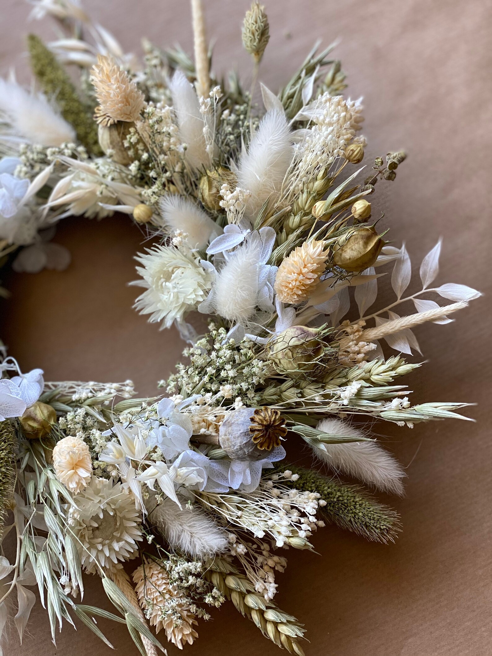 Dry flower wreath/Beige wreath/New home gift/House warming | Etsy