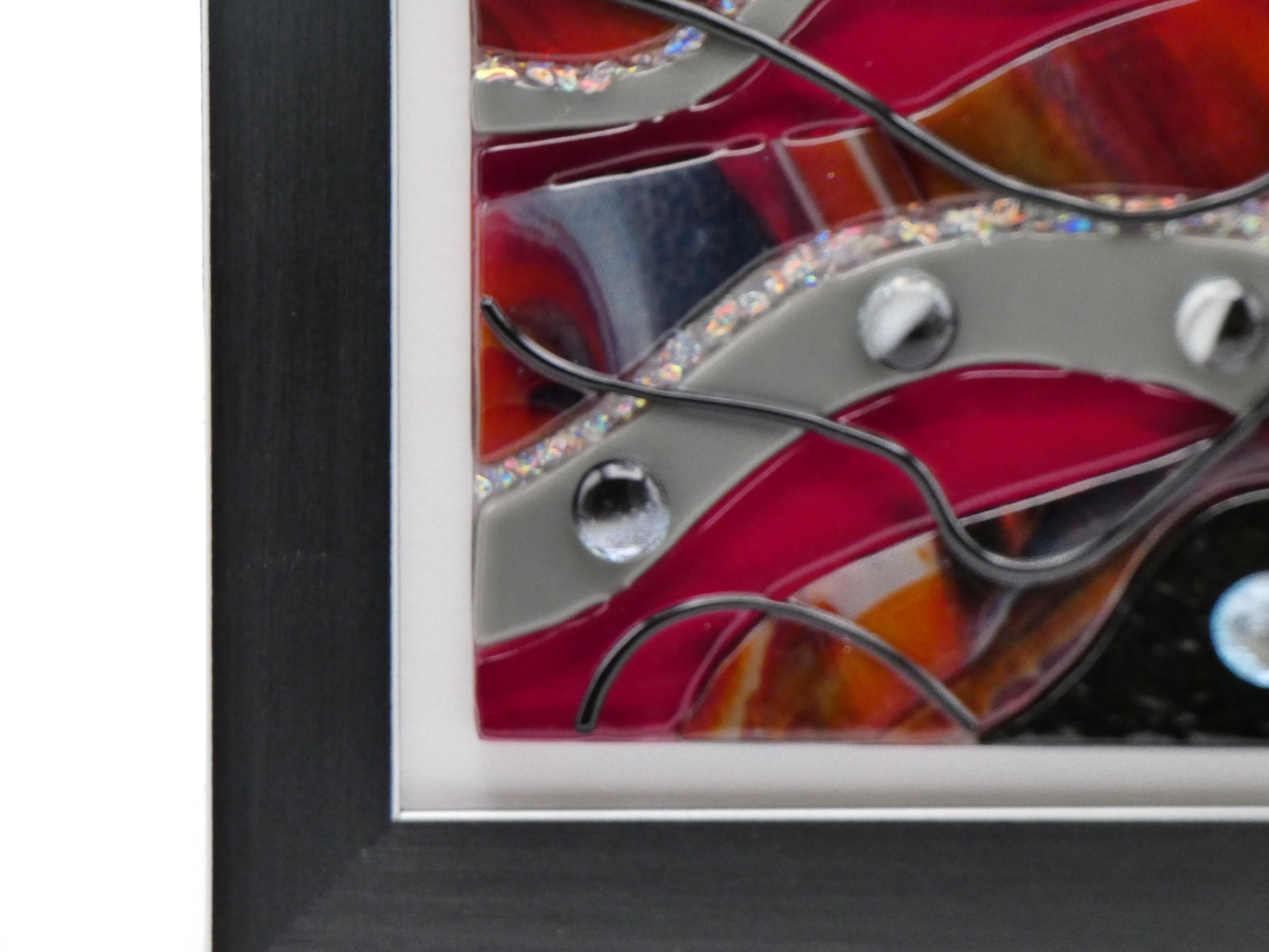 Modern Fused Glass Art. 6 1/4 Square Frame. Art for Small Spaces! - Etsy