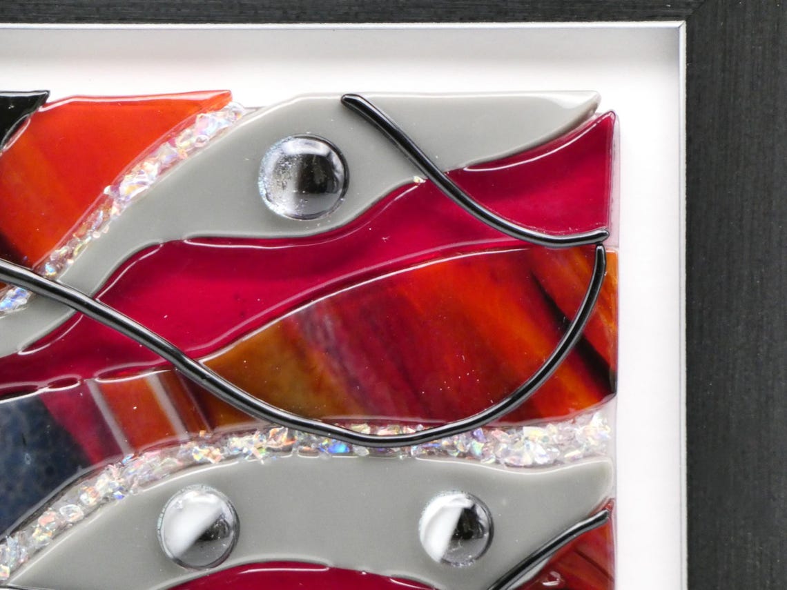 Modern Fused Glass Art. 6 1/4 Square Frame. Art for Small Spaces! - Etsy