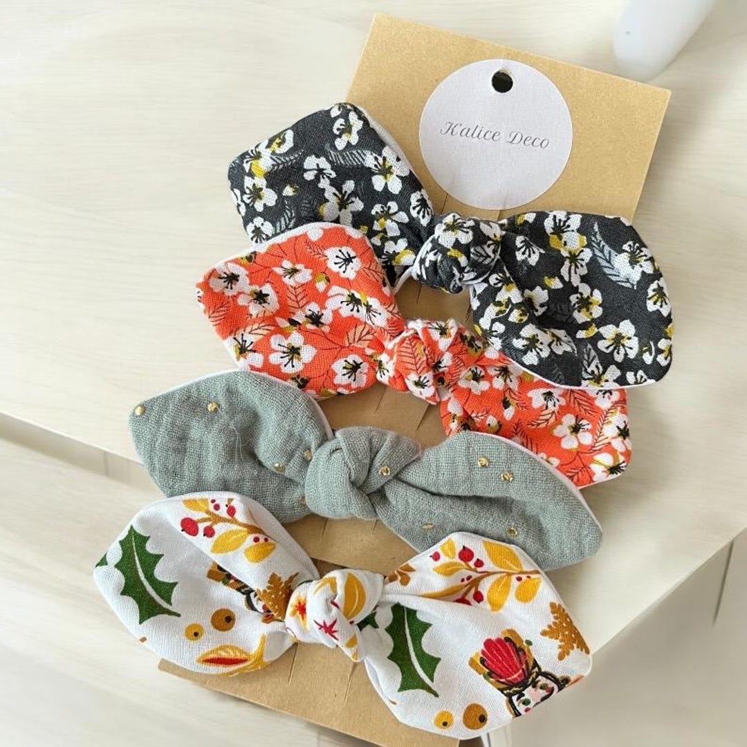 Set of 4 Handmade Hair Clips Textile Crocodile Clip Elegant Accessory ...
