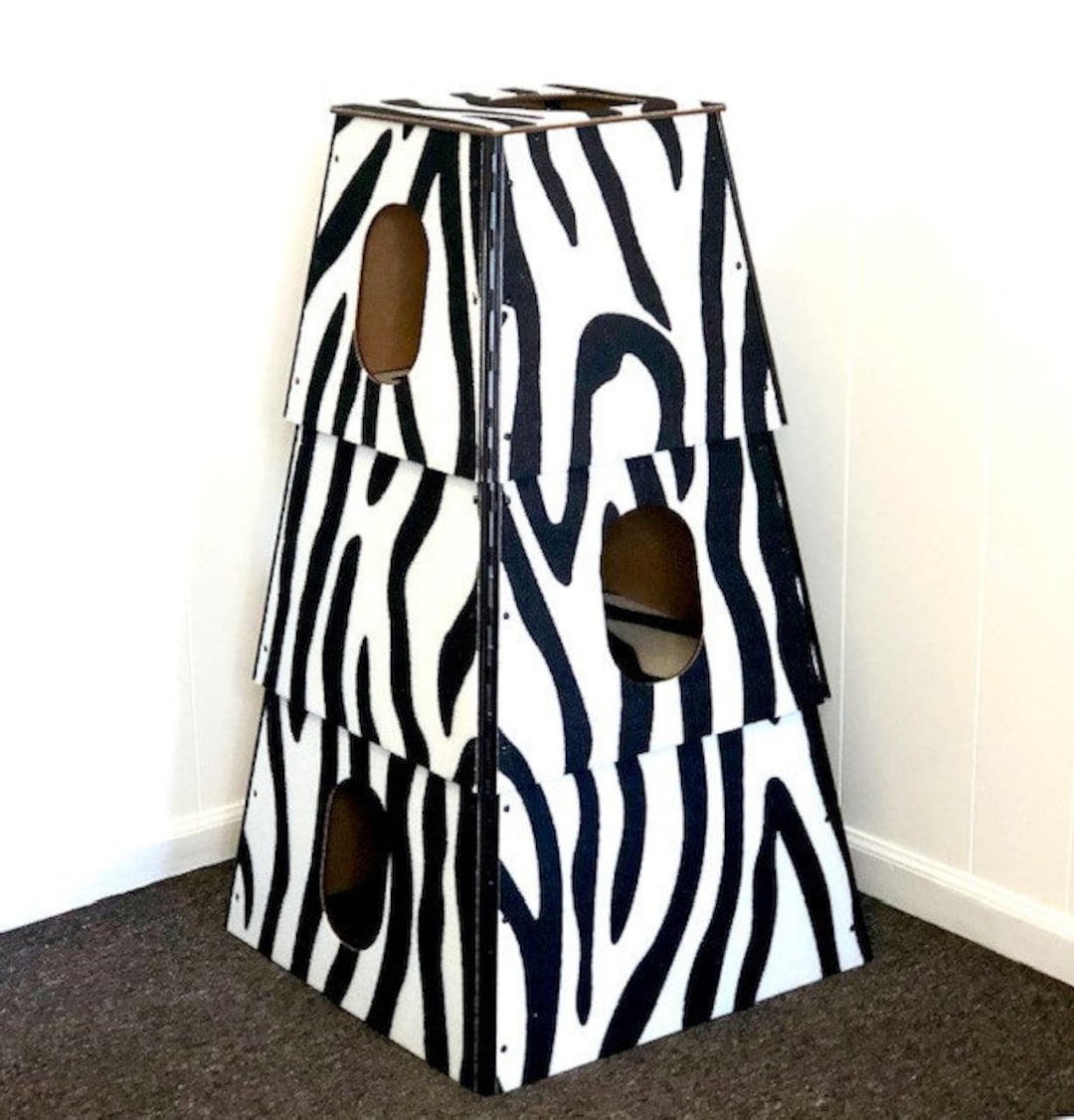 Zebra Print Cat Condo House | Limited Edition | Square Cat Tree House ...