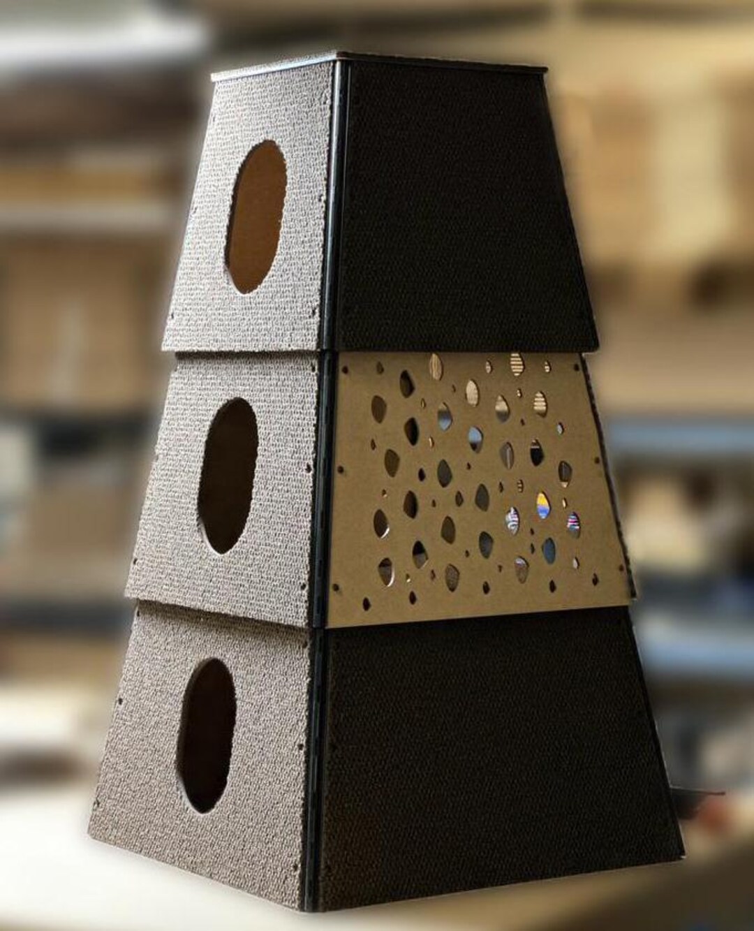 Happystack Cat Tower | Chocolate Brown Dimple Carpet With 1 Laser Cut ...