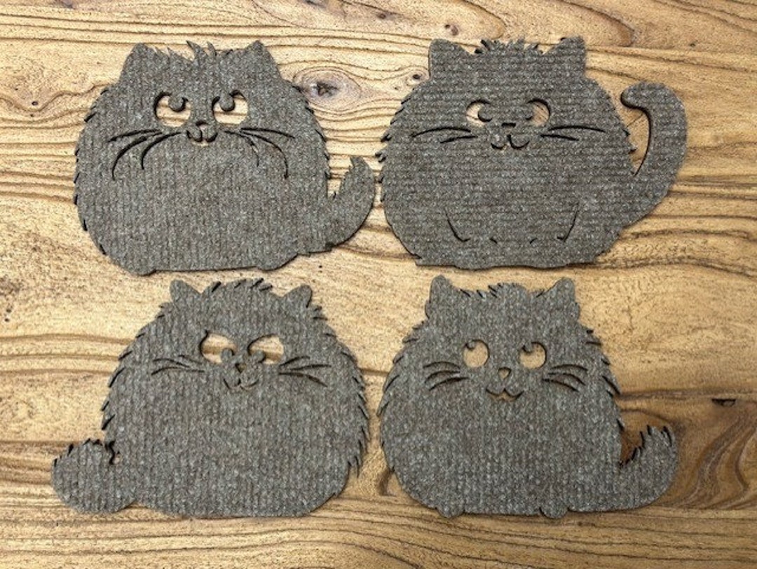 Cute Cats Carpet MDF Coasters Laser Cut Set of 4 Coasters for Cat ...