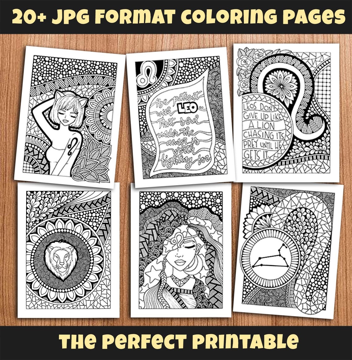 Leo Zodiac Sign Coloring Book, Digital Download, Printable - Etsy