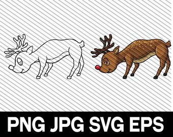 Reindeer PNG Christmas SVG DXF Cut File Reindeer Clipart | Etsy