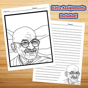 Mahatma Gandhi, Collaborative Group Mural Project Resource, Coloring ...