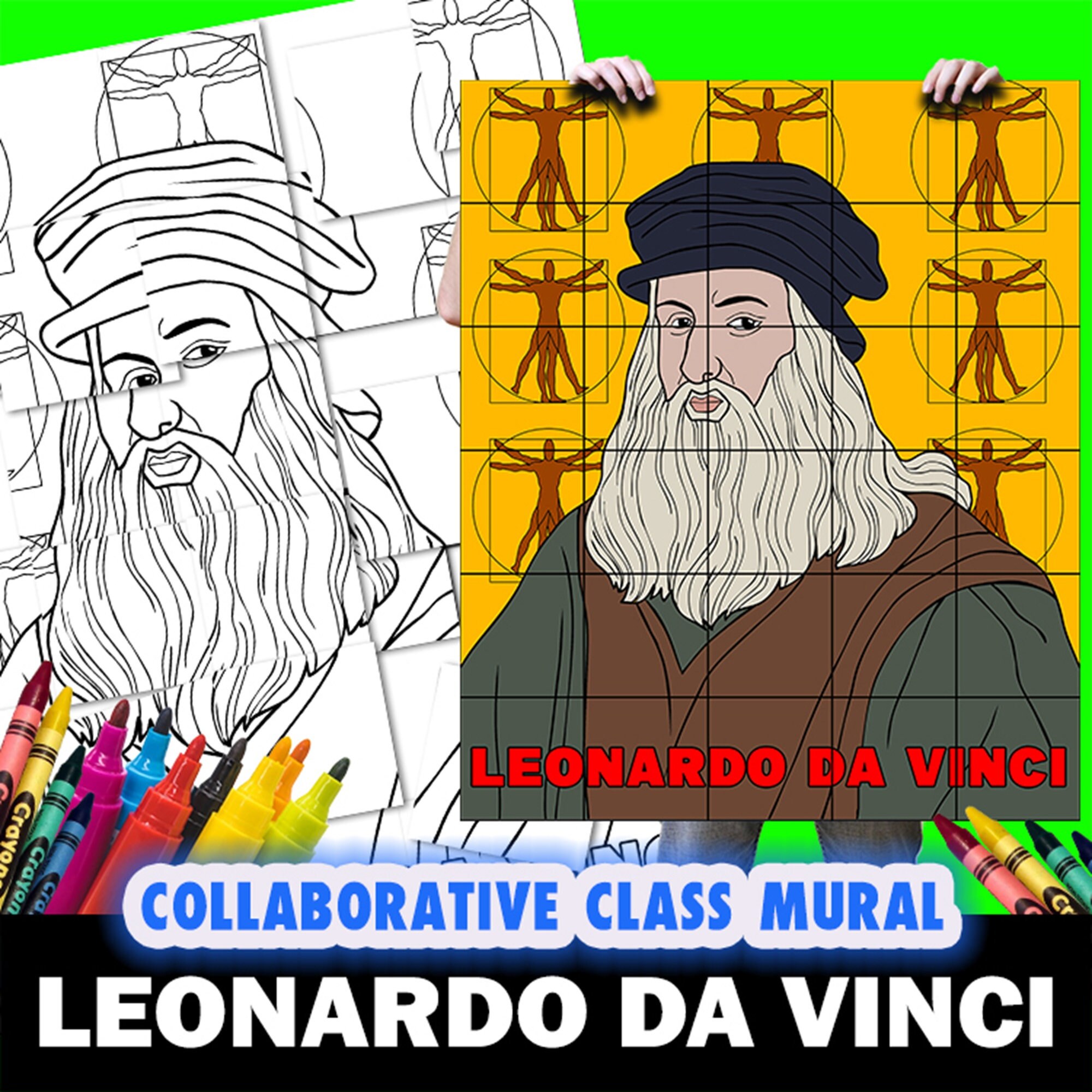 Leonardo Da Vinci, Collaborative Group Mural, Project Resource, Italian ...