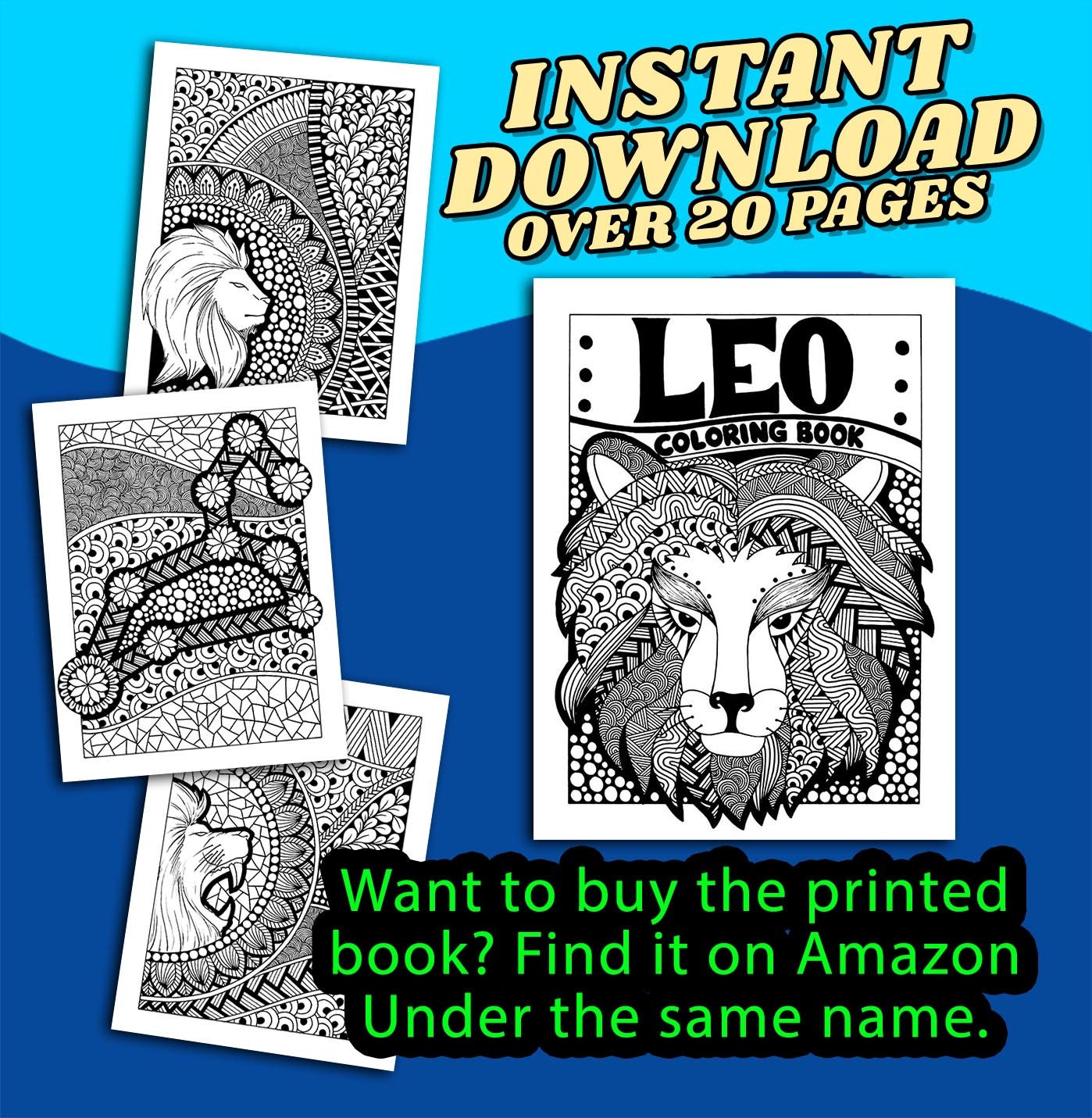 Leo Zodiac Sign Coloring Book, Digital Download, Printable - Etsy