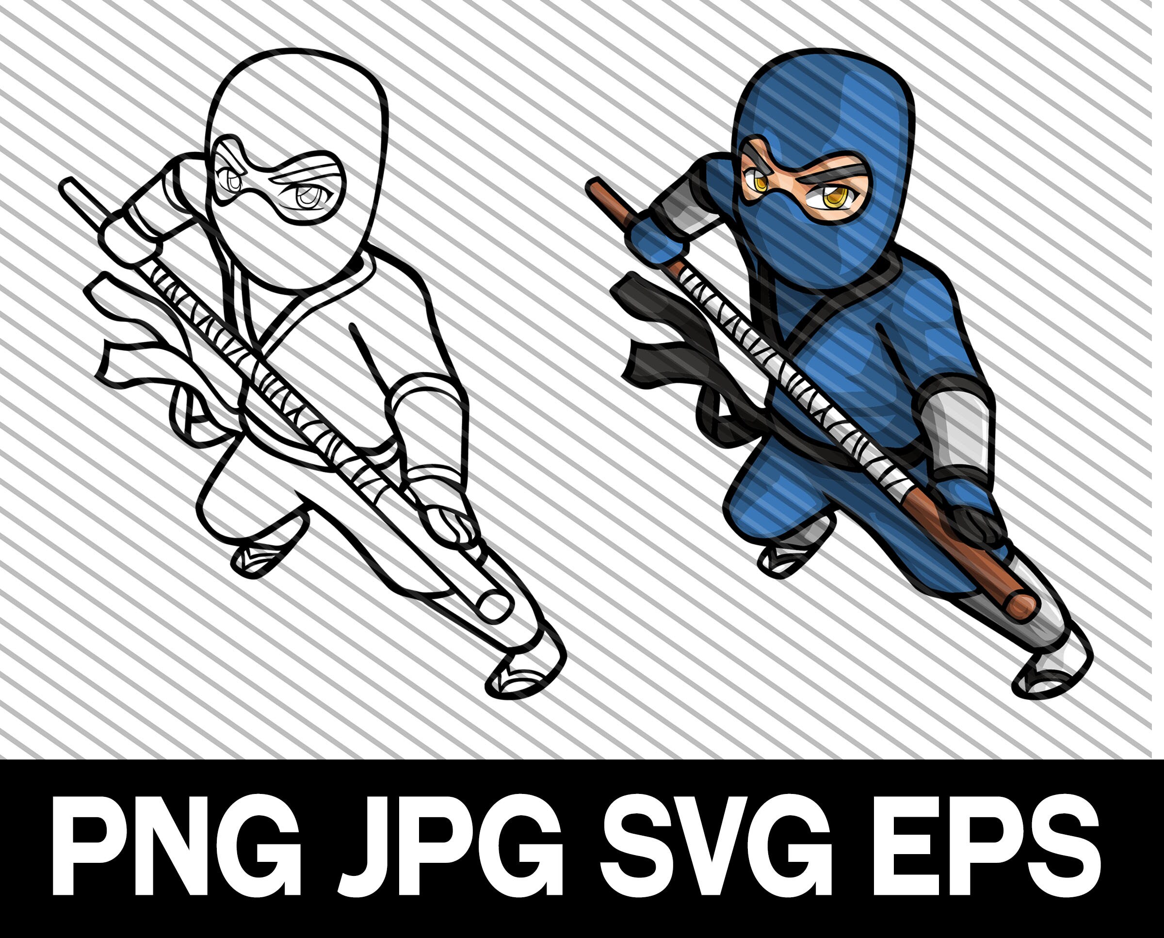 Blue Ninja Clipart, SVG, DXF, Cut File, Digital Download - Etsy