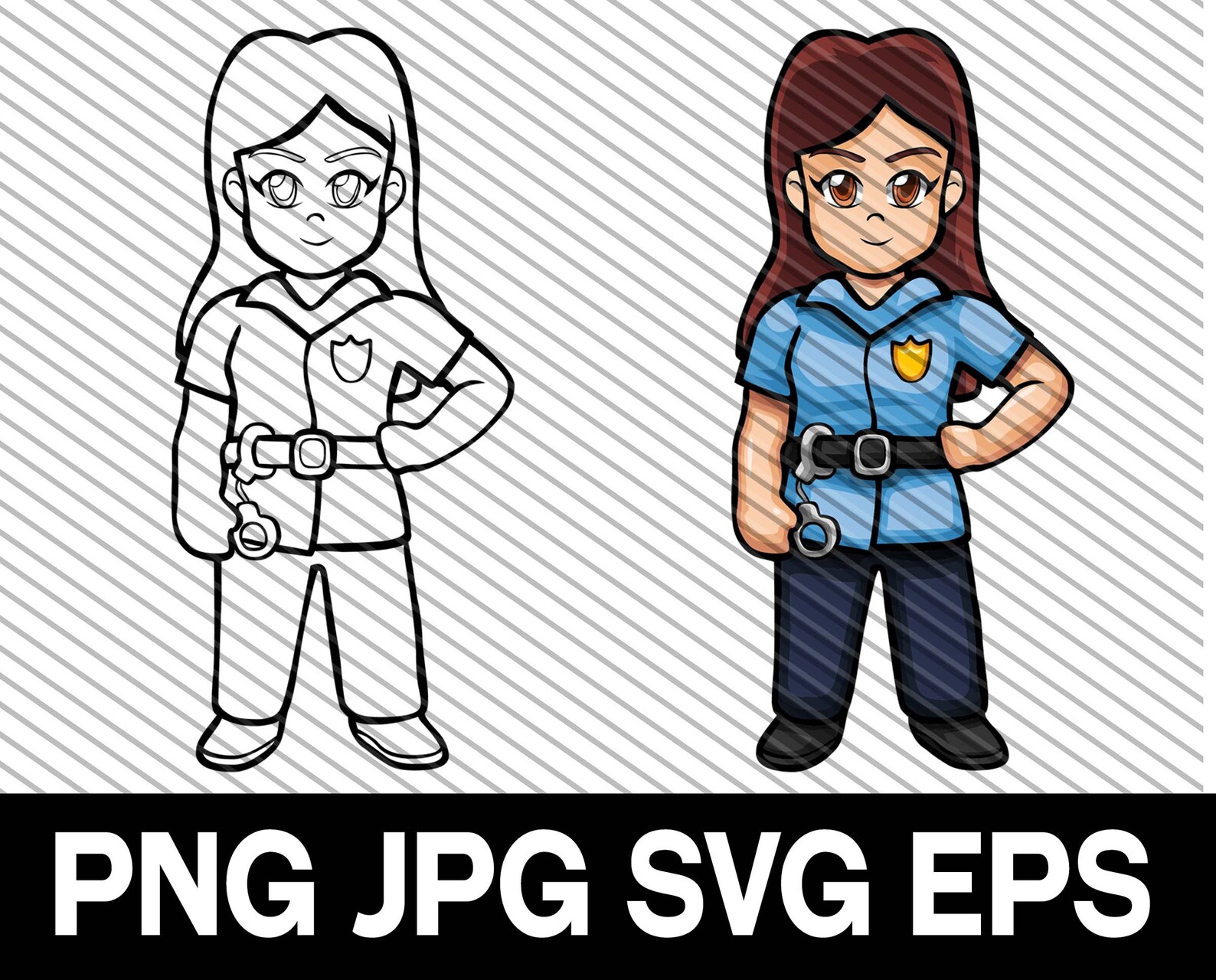 Policewoman PNG Clip Art SVG DXF Cut File Policewoman - Etsy