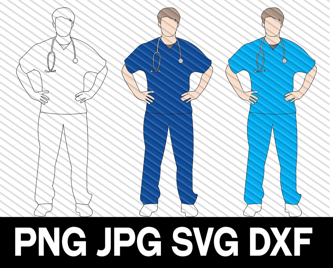 Male Nurse, Doctor, Scrubs, SVG, DXF, Cut File, Medical Clipart - Etsy