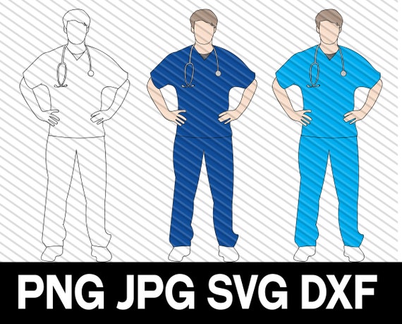 Male Nurse Doctor Scrubs SVG DXF Cut File Medical | Etsy