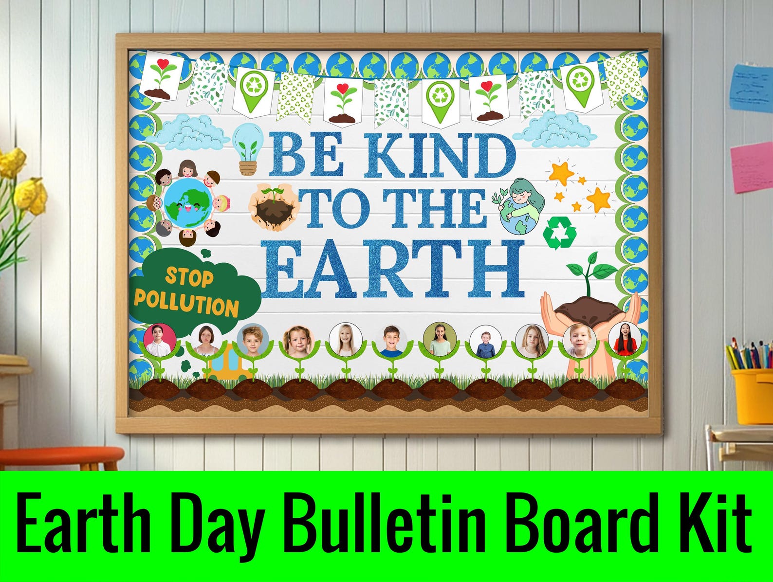 Earth Day Bulletin Board Kit, April Holiday Celebration Bulletin Board ...