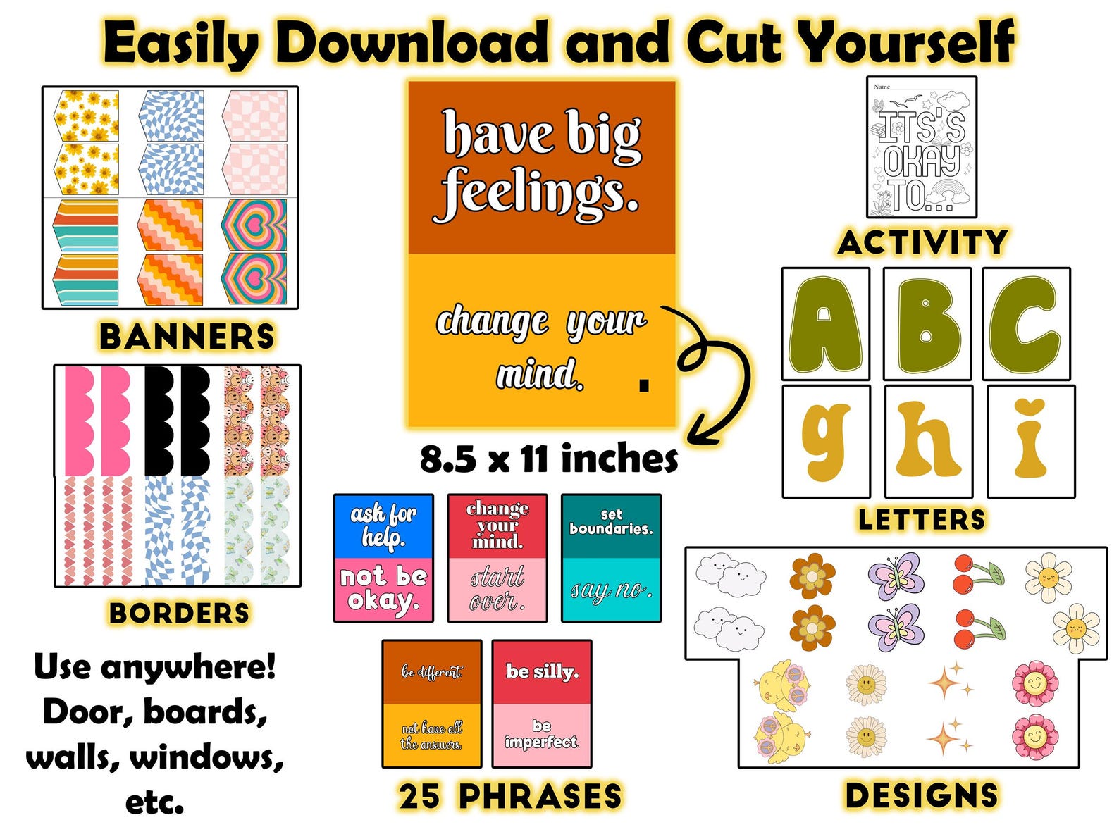 Inspirational Classroom Bulletin Board Kit: It's Okay To... (digital ...