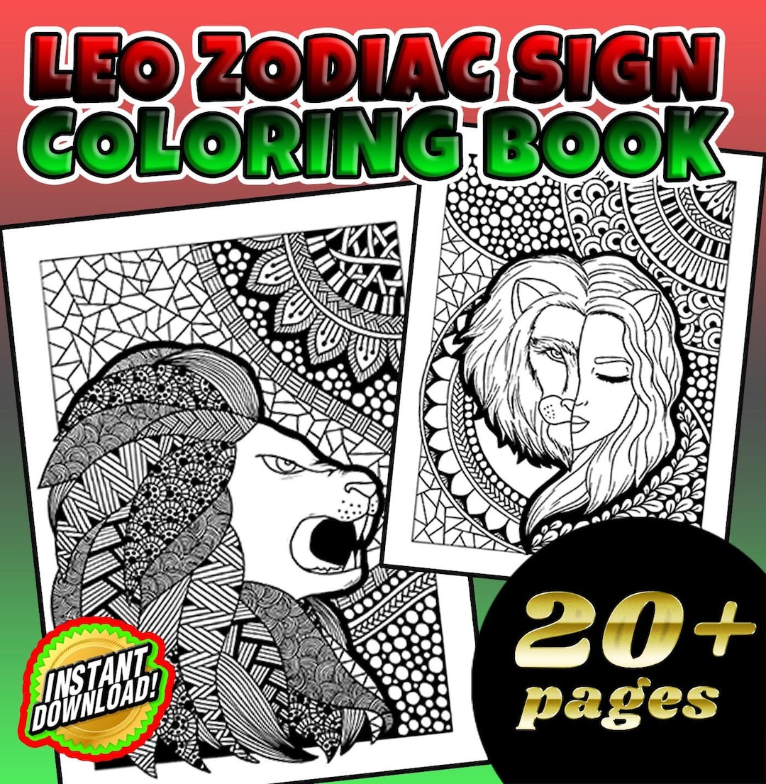 Leo Zodiac Sign Coloring Book, Digital Download, Printable - Etsy