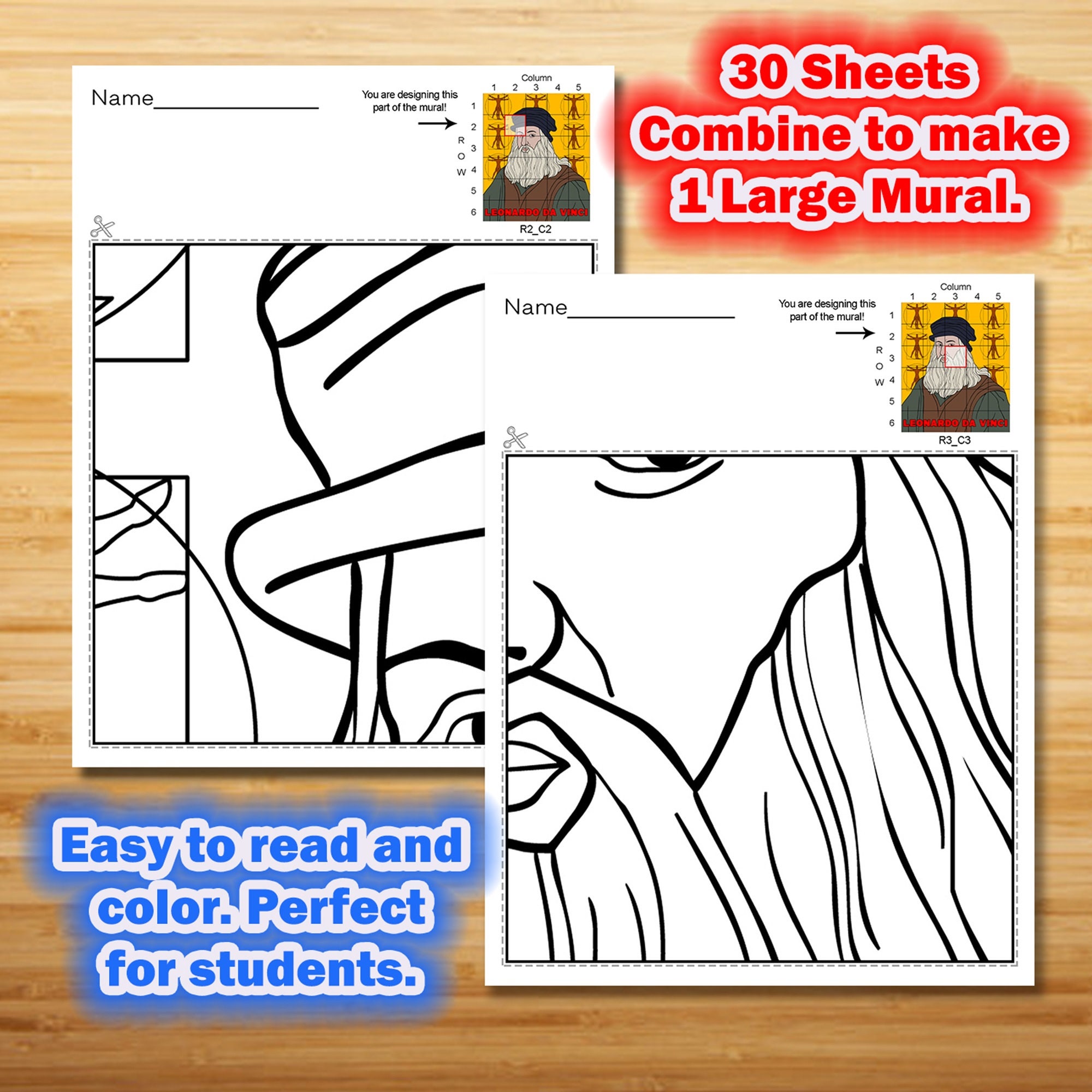 Leonardo Da Vinci, Collaborative Group Mural, Project Resource, Italian ...