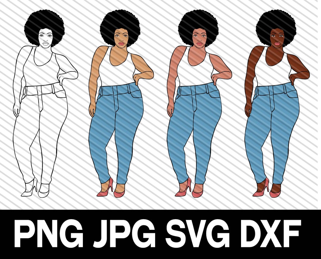 Plus Sized Curvy Women of Color, SVG, DXF, Cut File, Natural Hair ...