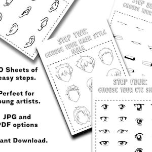 How to Draw Anime Faces: Kids Printable Worksheets (digital Download ...