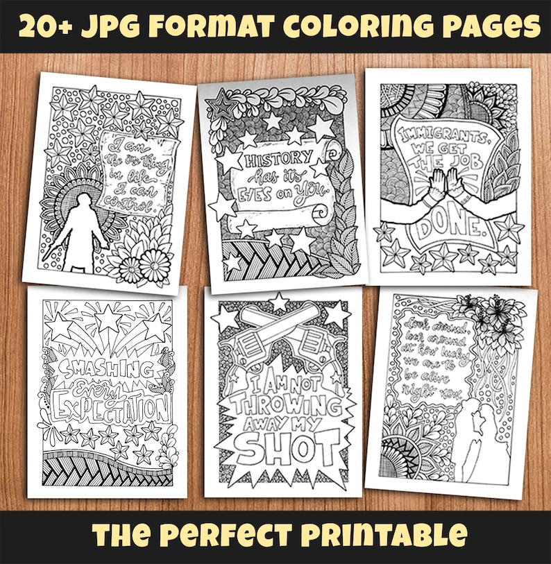 Hamilton Musical Coloring Book, Digital Download, Printable - Etsy
