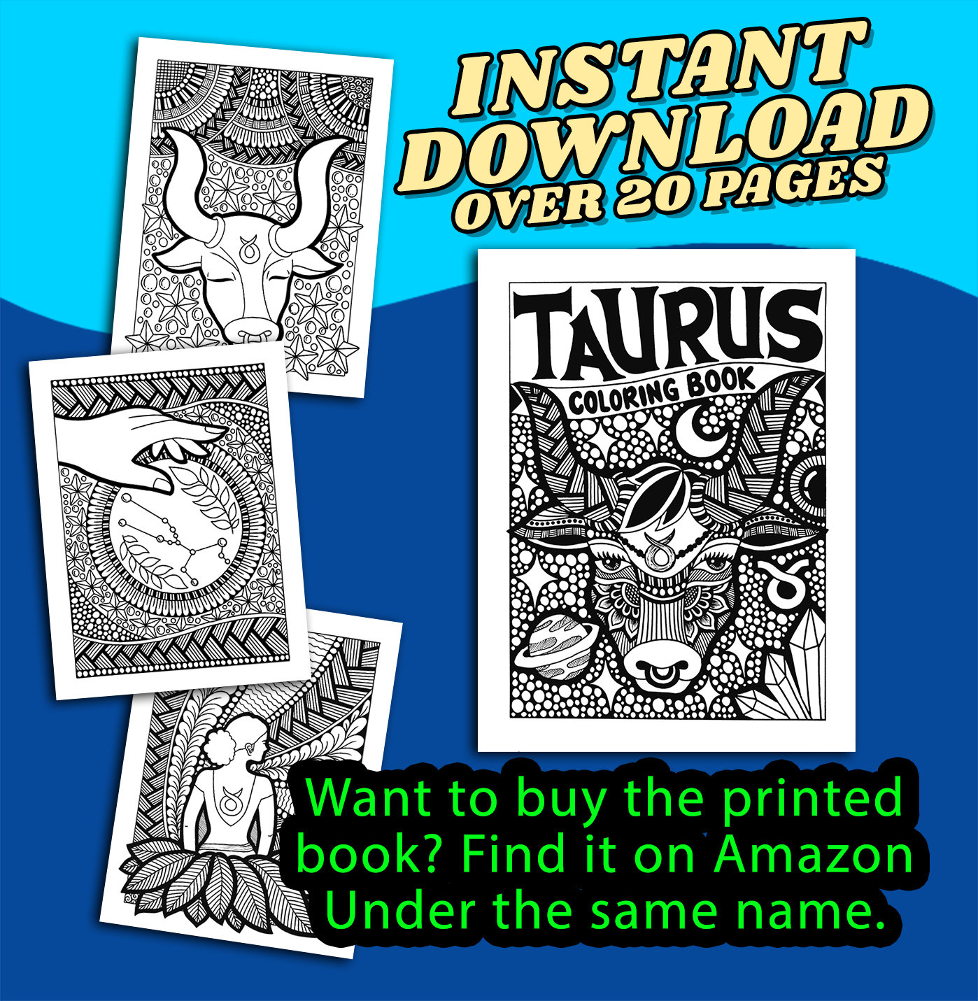 Taurus Zodiac Sign Coloring Book, Digital Download, Printable - Etsy