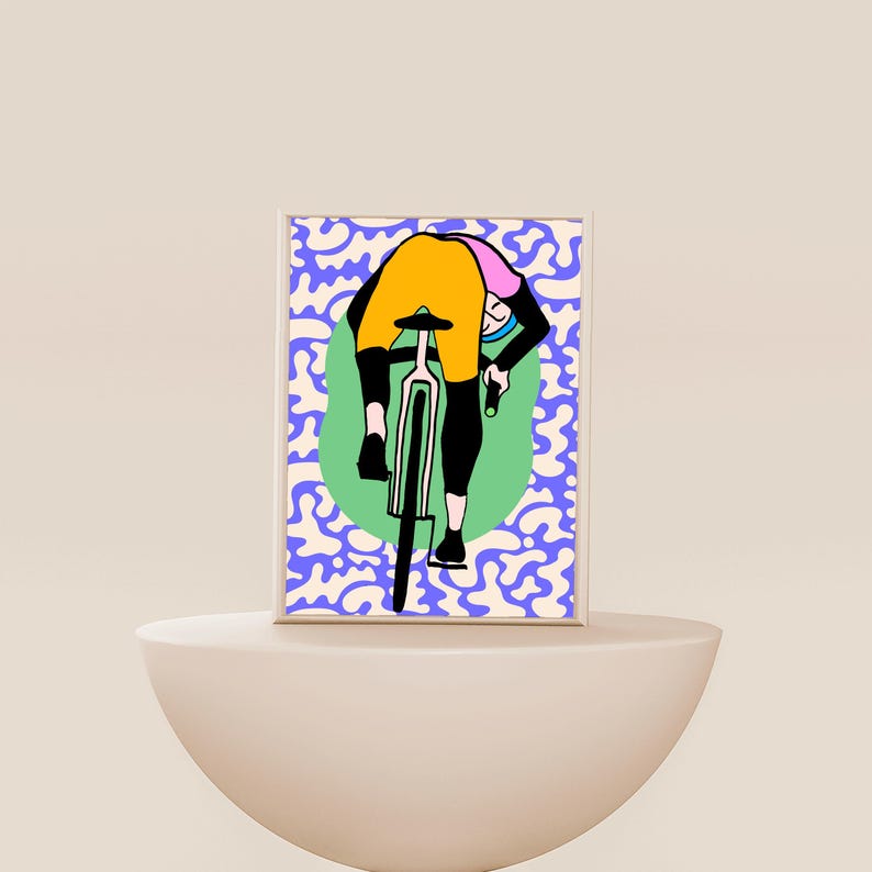 Biker A1 Colourful Print Design Poster Home Decor Wall Art Cyclist ...