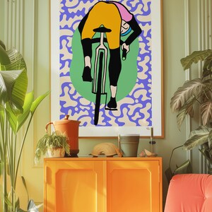 Biker A1 Colourful Print Design Poster Home Decor Wall Art Cyclist ...