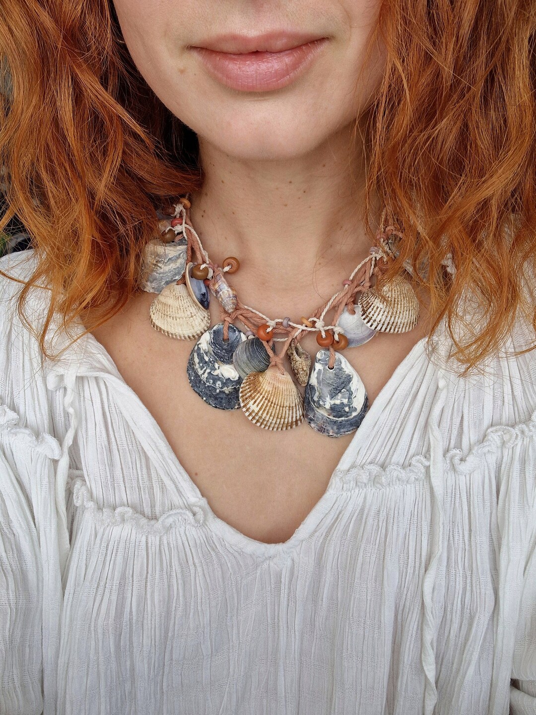 Shamanic Rattle Necklace. Unique Sea Shell Maracas. Ceremonial ...