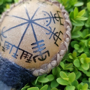 Vegvisir Shamanic Rattle. Unique Leather Maracas. Shamanic Tool ...