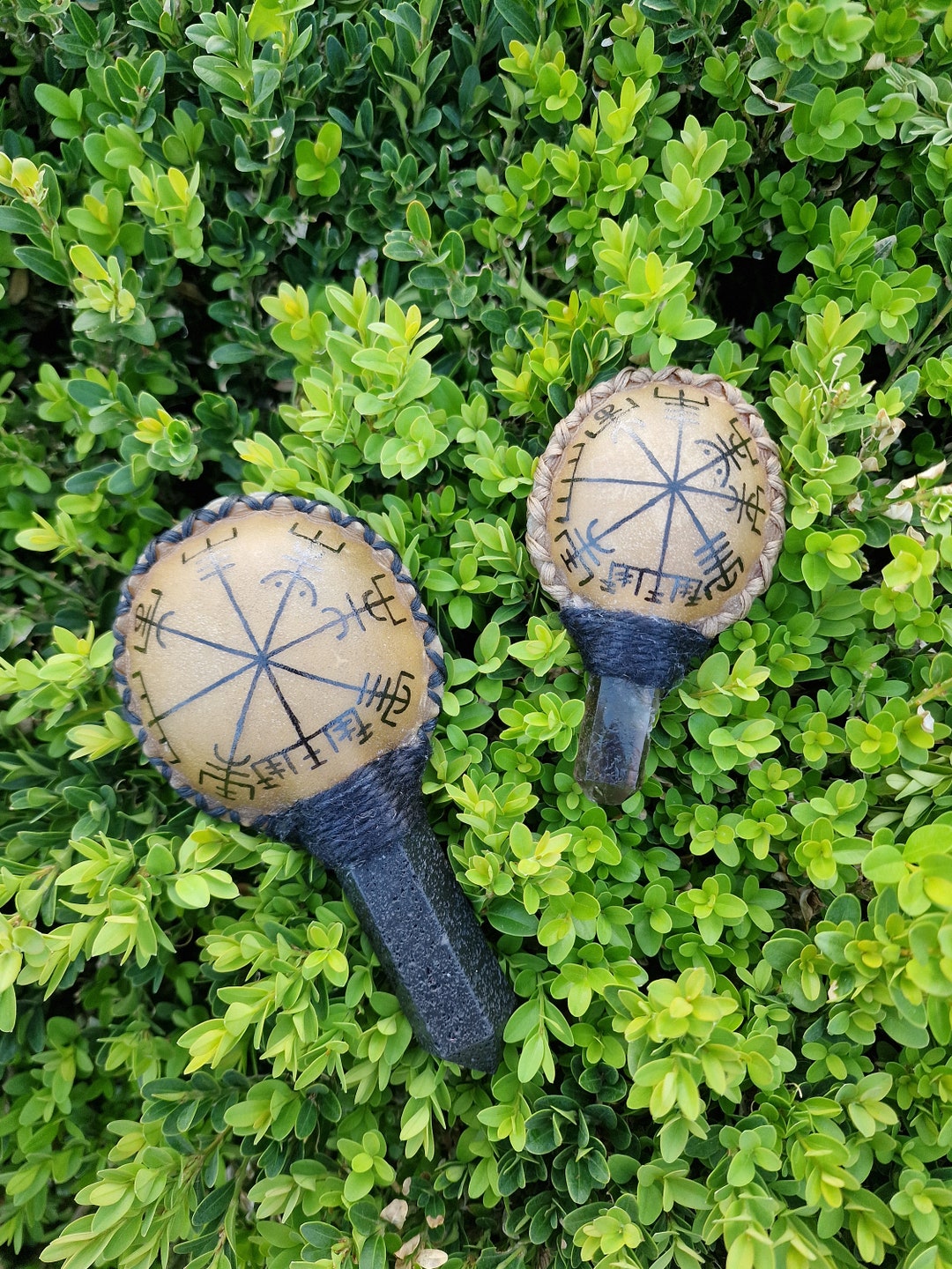 Vegvisir Shamanic Rattle. Unique Leather Maracas. Shamanic Tool ...