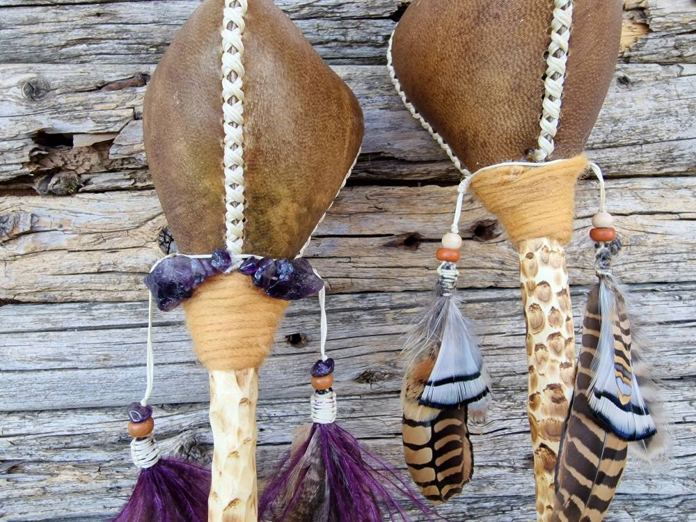 Shamanic Rattle. Unique Leather Maracas. Shamanic Tool. - Etsy