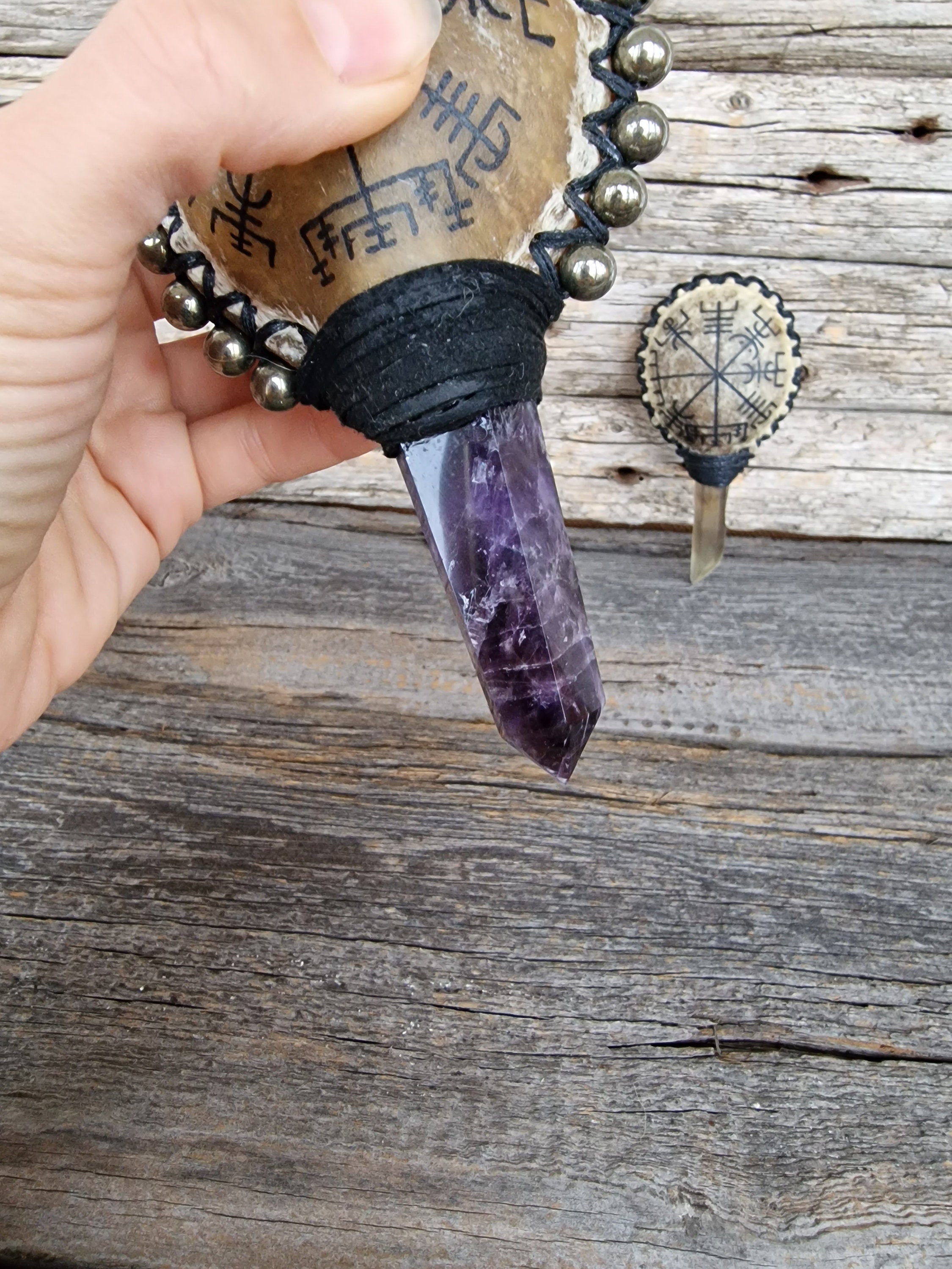 Vegvisir Shamanic Rattle. Unique Leather Maracas. Shamanic Tool ...