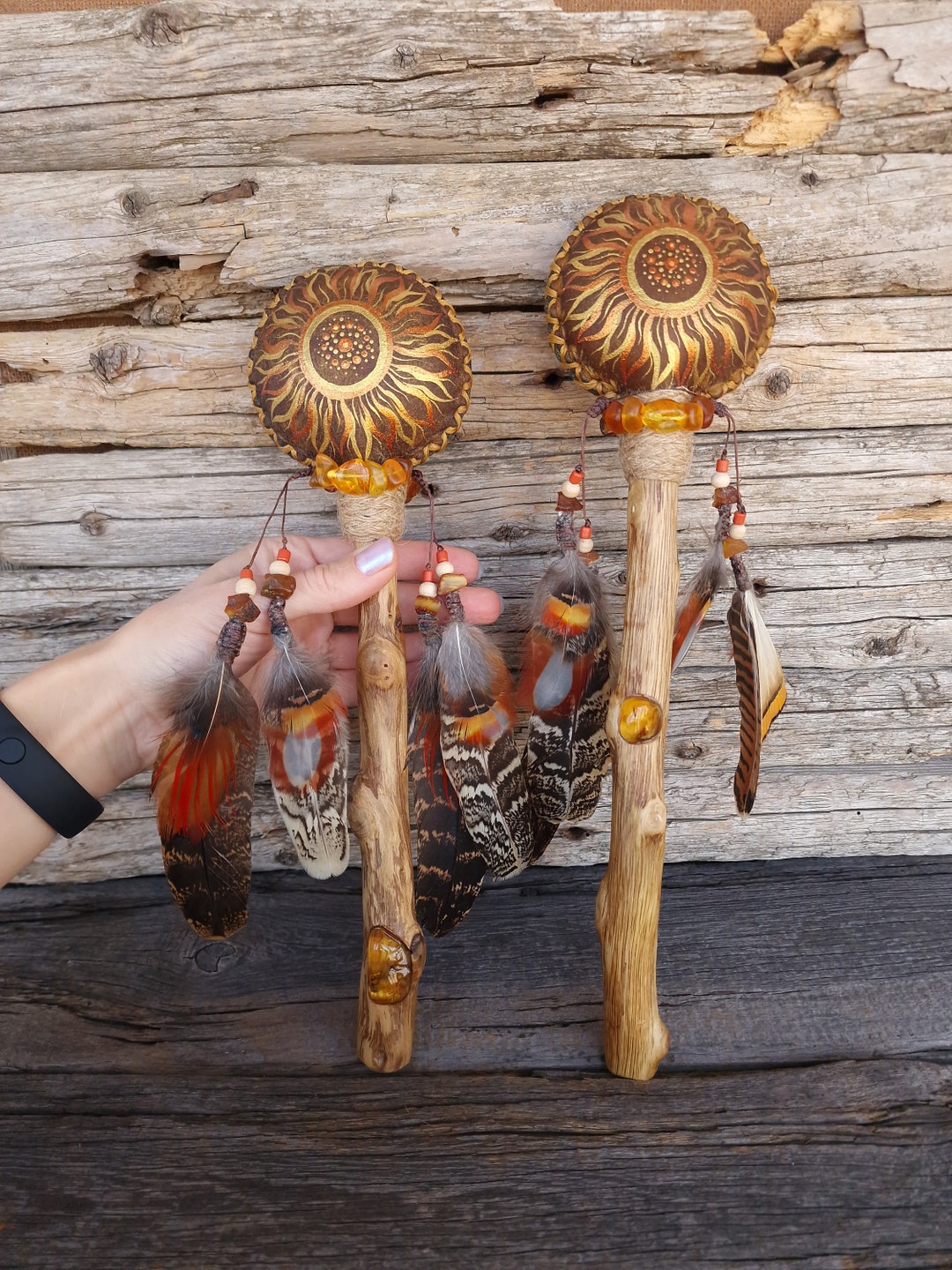 Shamanic Rattle Sun. Unique Leather Maracas. Shamanic Tool. Spiritual ...