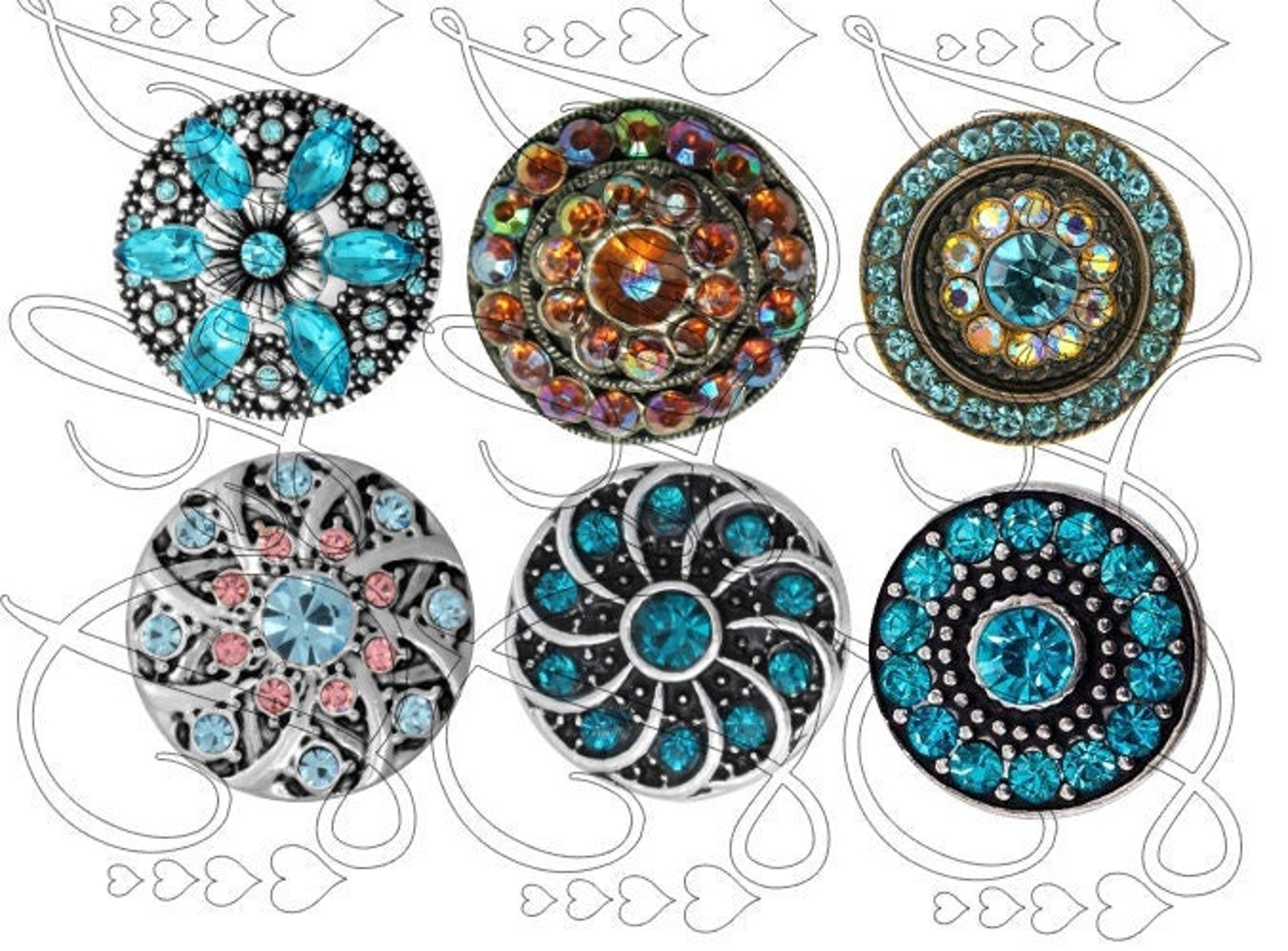 Turquois Clip Art Bundle Bling Conchos 6 Digital Graphic Design Bundle ...