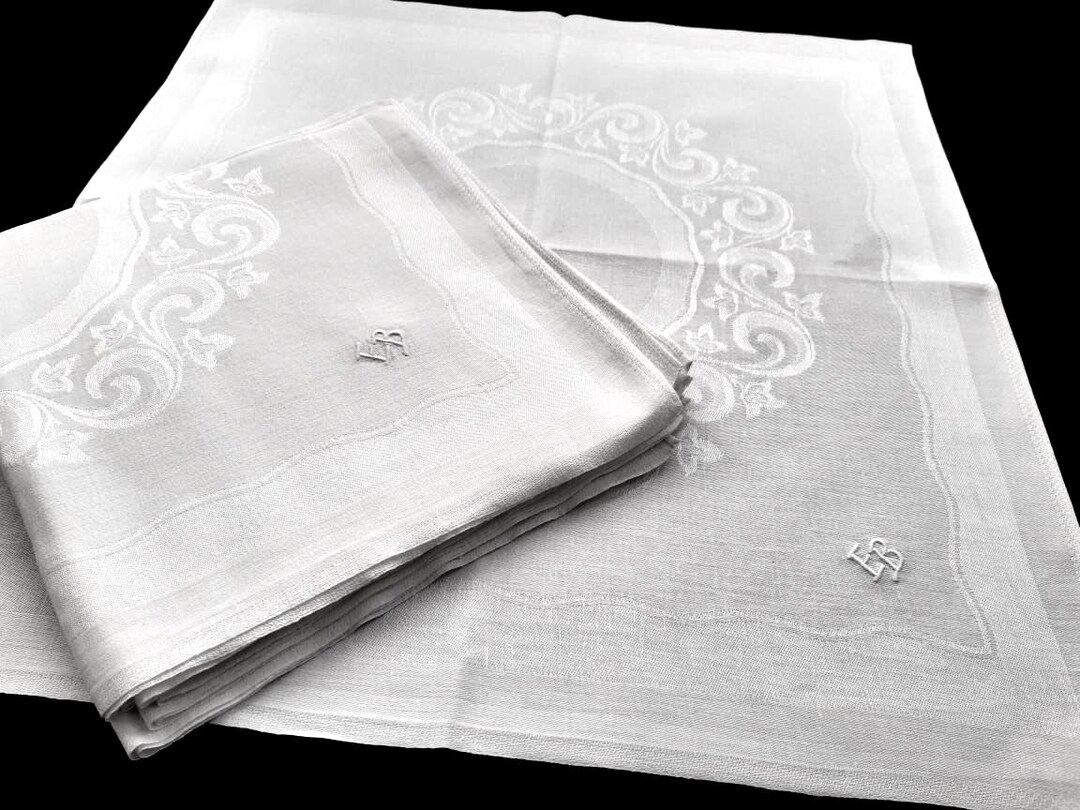 8x Linen Damask Napkins From Around 1920 - Etsy