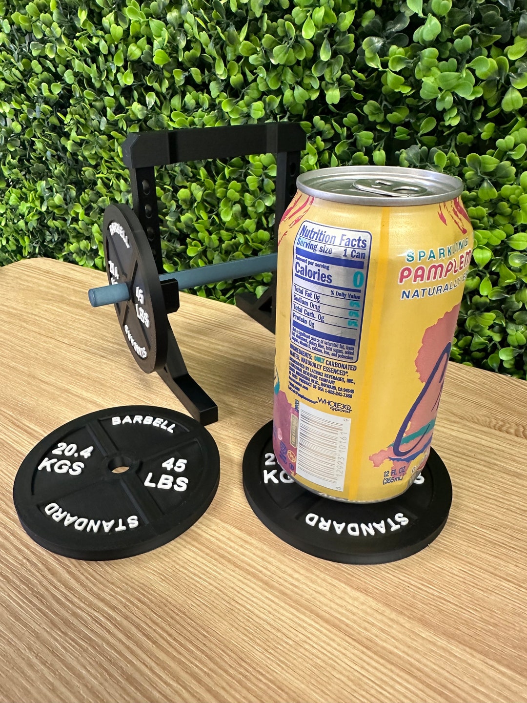 Weight Plate Coaster Set of 4 and Barbell Squat Rack Holder - Non Slip ...