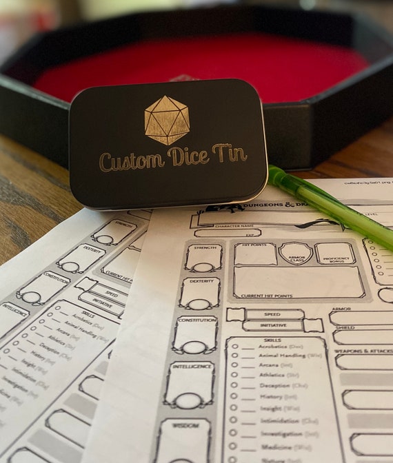 Dice DND Box Travel Tin 17 Insert Color Options - Etsy
