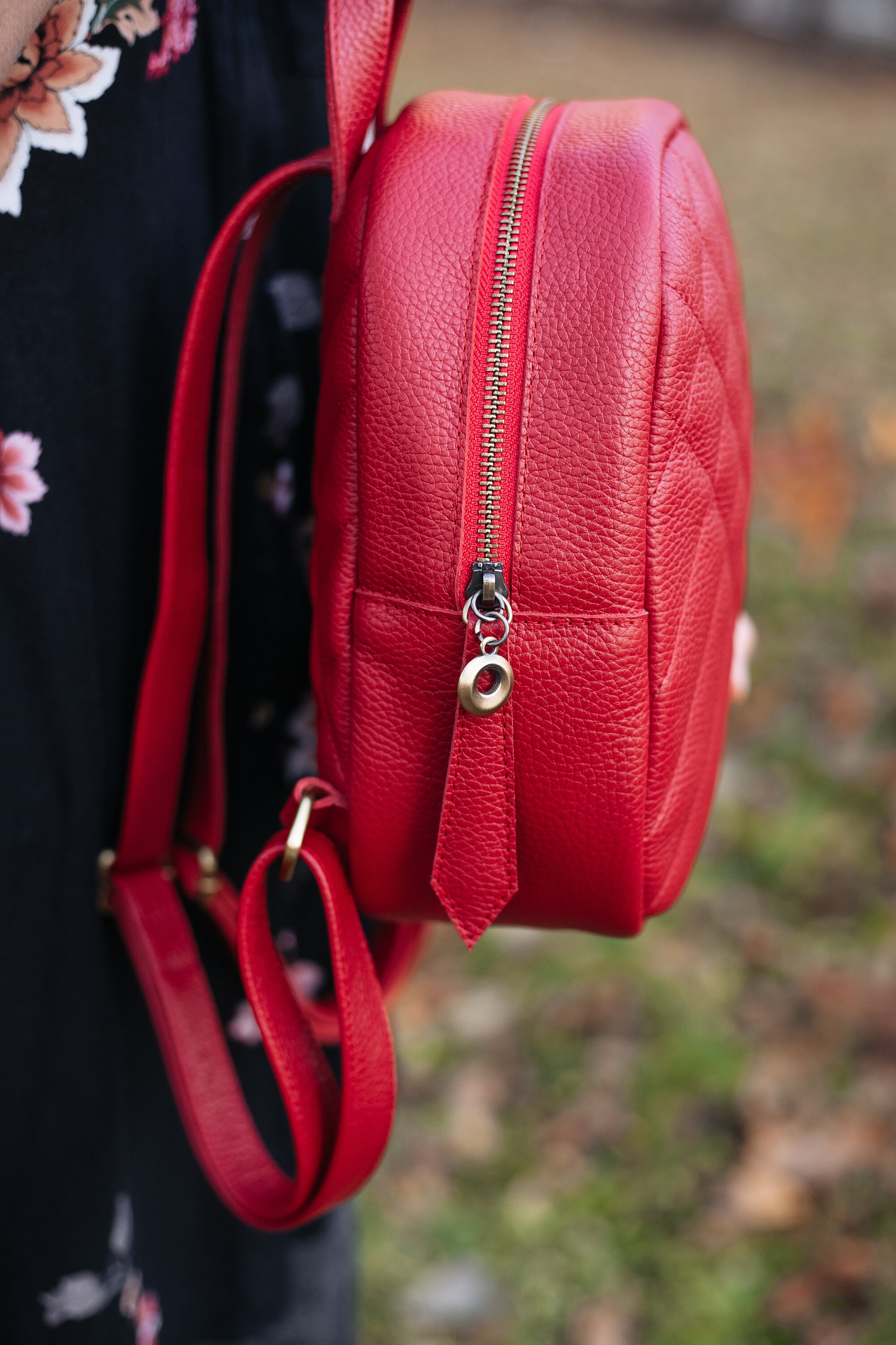 Leather Backpack Women Small Red Genuine Leather Backpack | Etsy