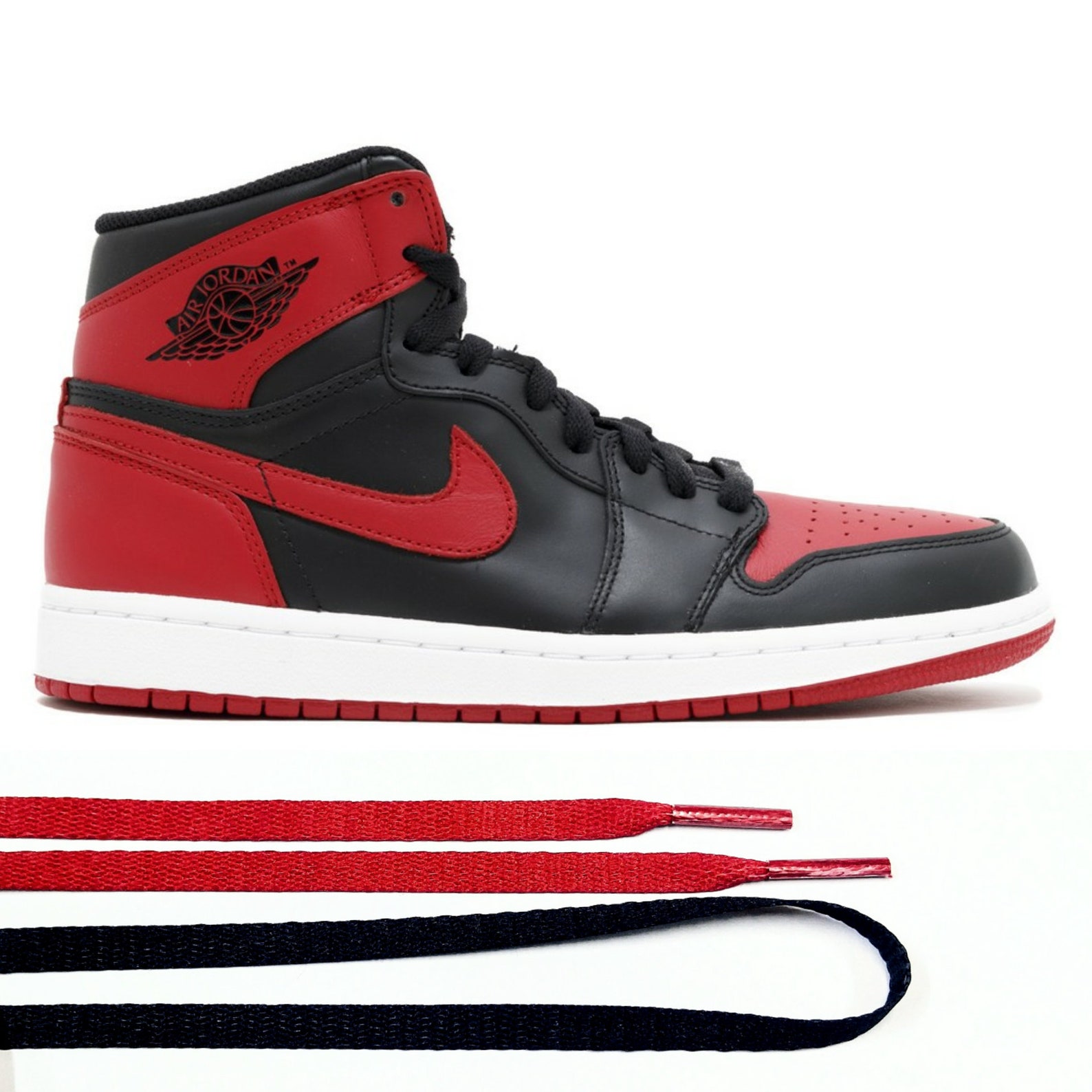 Two Tone Flat Laces for Jordan AJ SB 1 Union Black Toe Bred Chicago ...