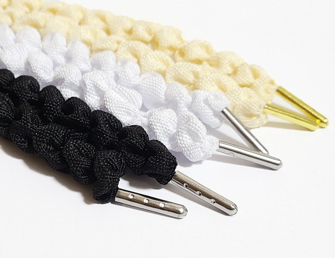 Curly Elastic Shoelaces Spiral Laces Ribbon White Black Beige Wedding ...