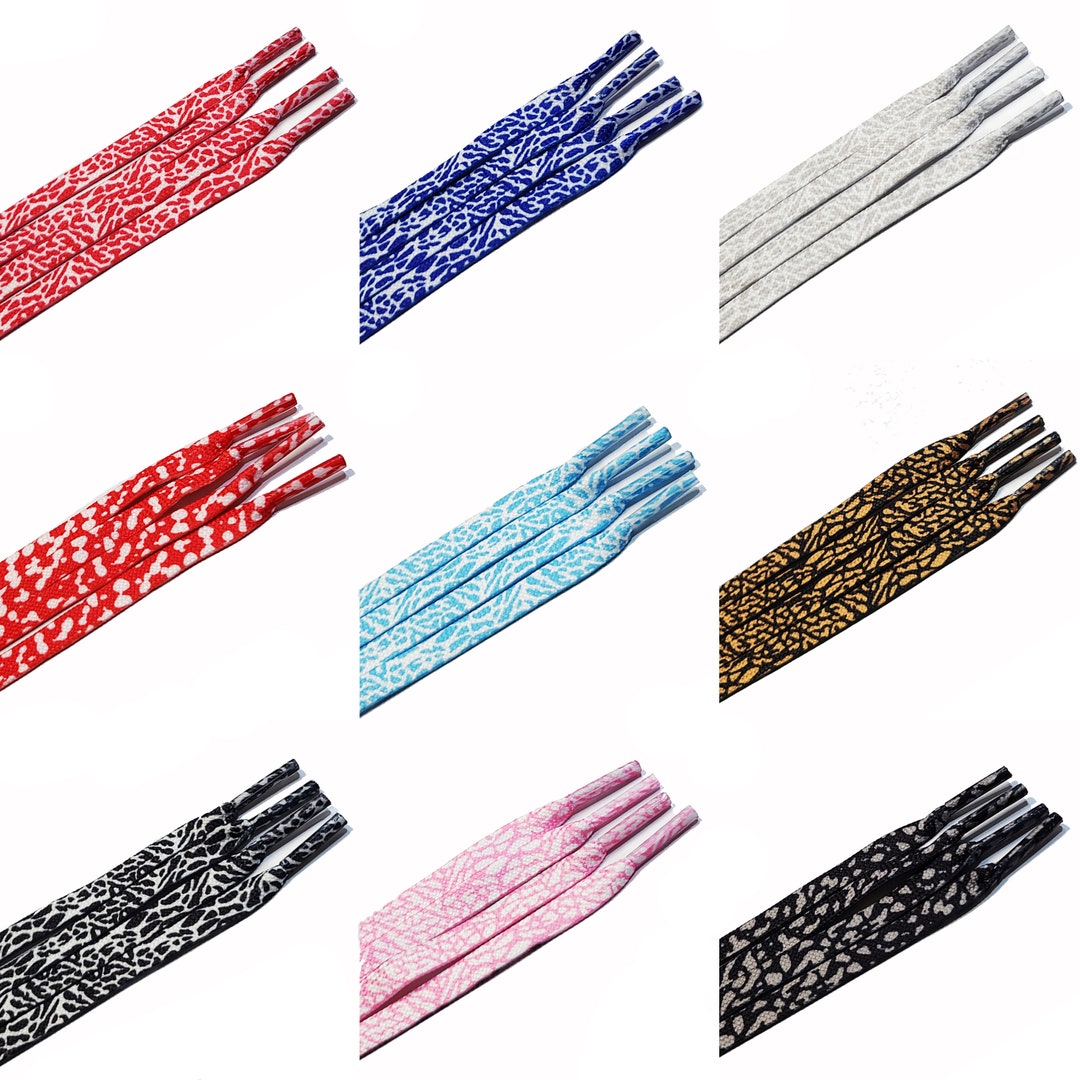 Elephant Print Flat Shoelaces for Air AJ Jordan 3 Fire Red Mocha UNC ...