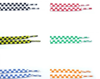 Plait Flat Shoelaceswidth 8mm Checkerboard Lacesmosaic - Etsy