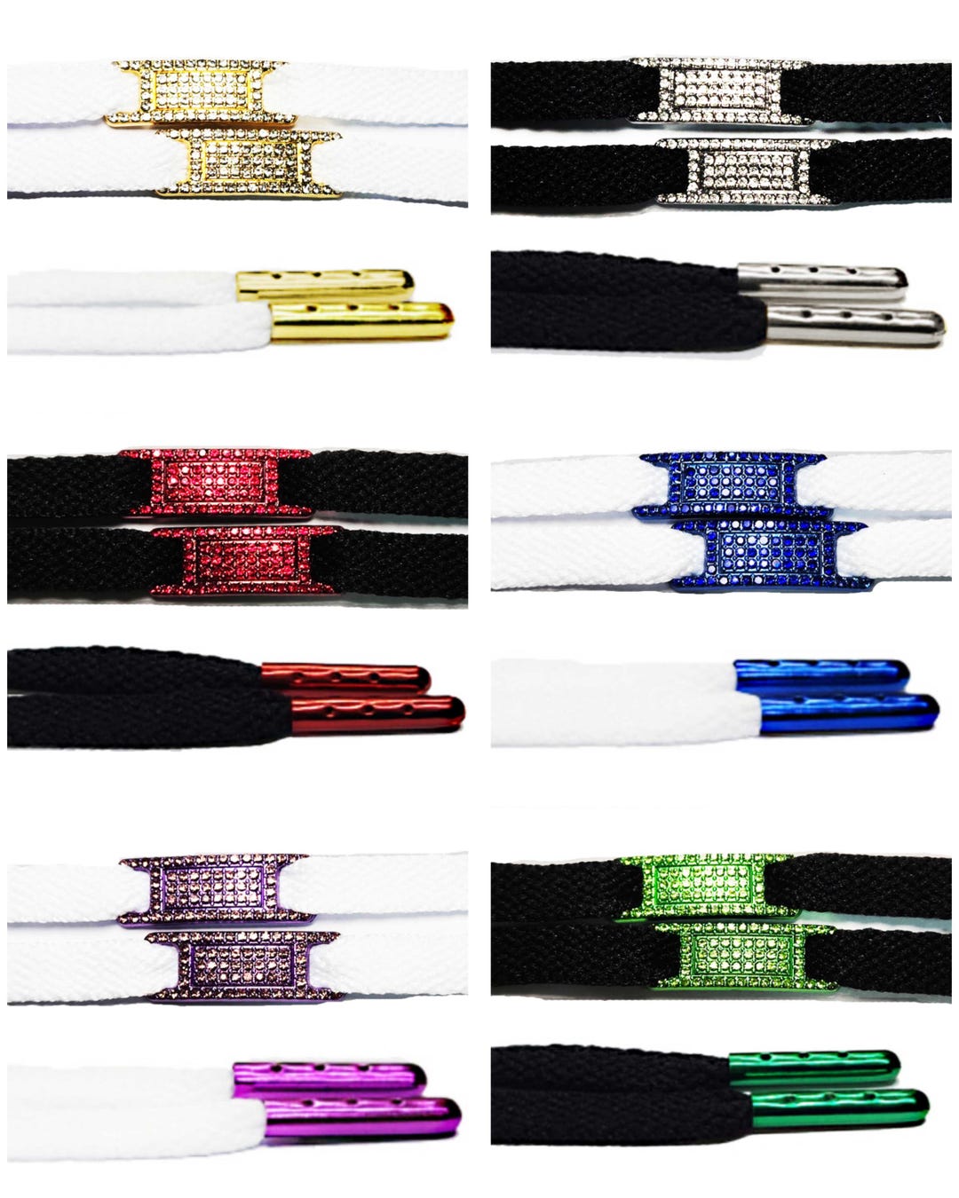 Glossy Matellic Dubrae Shoelaces With Aglets Tips for Air AF1 Force ...