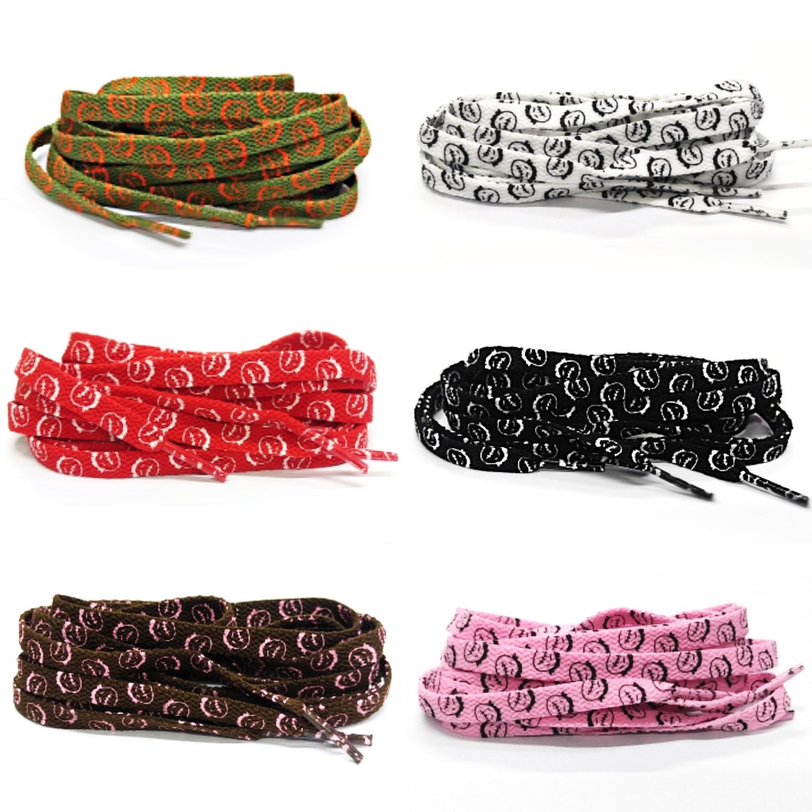Smiley Face Flat Shoe Laces for Air AJ Jordan Force 1 4 6 Cactus Travis ...