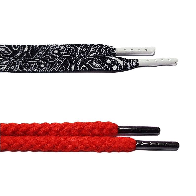 Black Phantom Shoe Laces Bandana Flat Laces Braid Rope Laces Red Black ...