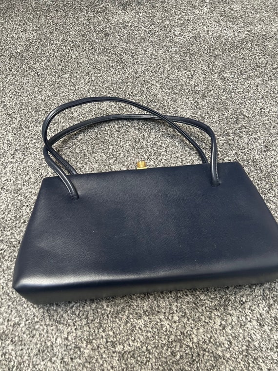 Navy Kelly Bag gold coloured metal detail Mod 60's - Gem