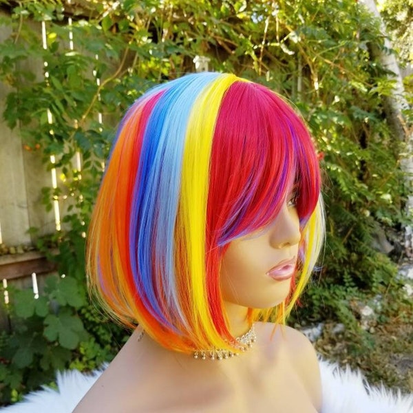Rainbow Wig - Etsy